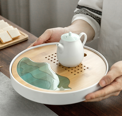 Seashore Epoxy Tea Tray (Include Shipping for Bulk Item) | Craftedleaf Tea