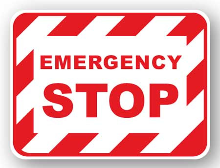 DuraStripe - Rectangular Safety Signs / Emergency Stop | wsl-warehouse ...