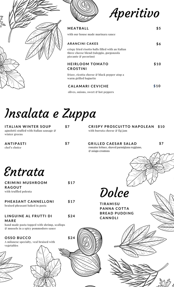 Italian Pop Up Menu Announced