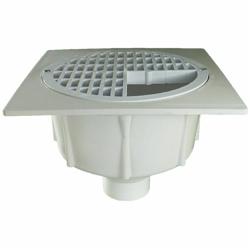 4" Square Deep Sump Receptor Drain with Three-Quarter Plastic Grate ...