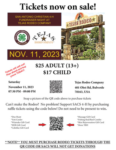 Tejas Rodeo Tickets and Dinner Vouchers | SACS AG Booster