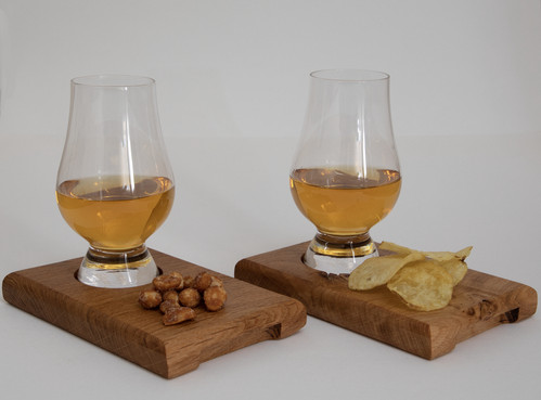 Wee Dram Nibble Coaster: Handmade Scottish Oak Whisky Tasting Set
