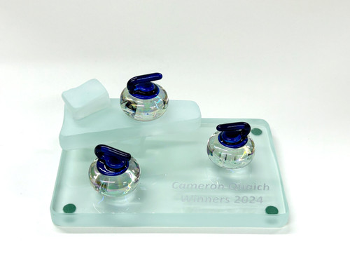 Three Stone Curling Award: Unique Handmade Glass Curling Trophy