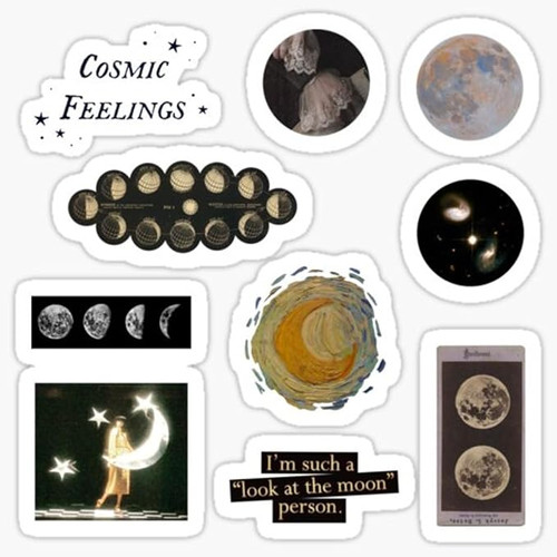Aesthetic Moon Sticker Set | Pack Of 10 | Stickerfever.in