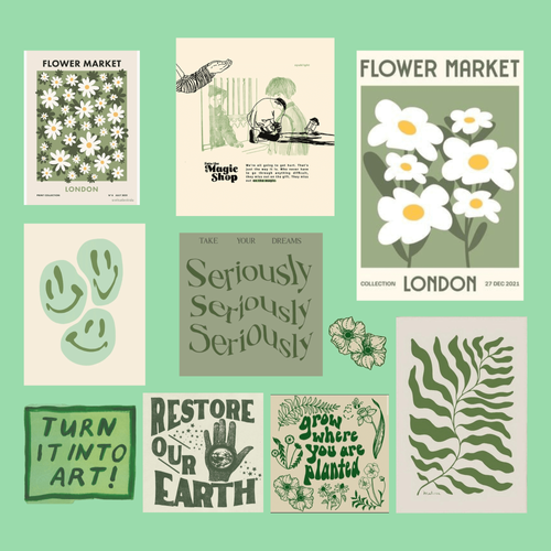Green Aesthetic Sticker Set | Pack Of 15 | Stickerfever.in