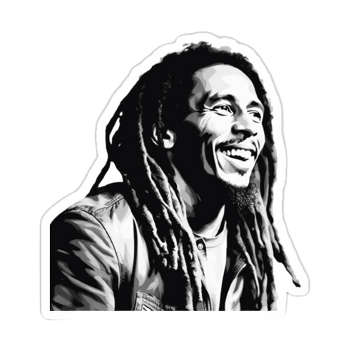 B&W Bob Marley Sticker | Stickerfever.in