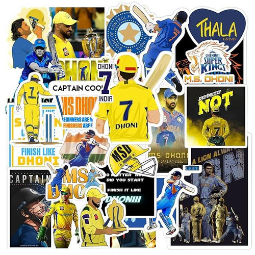 M.S Dhoni Sticker Set | Pack Of 50 | Stickerfever.in