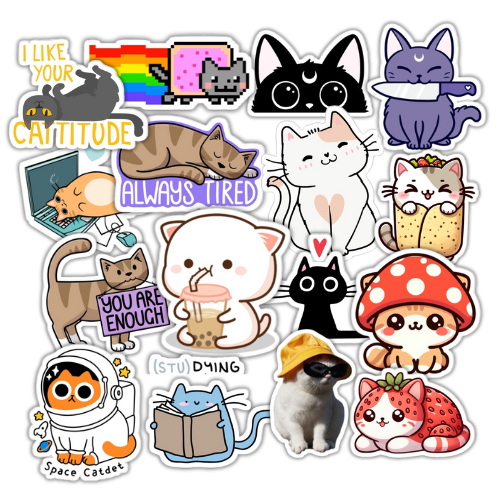 Cute Cats Sticker Set | Pack Of 15 | Stickerfever.in