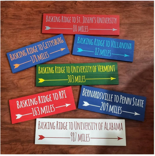 College Wooden Mileage Sign - 15 inches | rebecca-collection