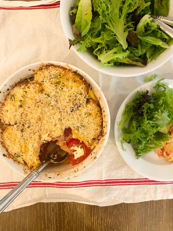 Tomato and Goat Cheese Strata