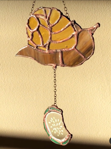8x5 Snail and Cucumber Slice Stained Glass | just jes studios