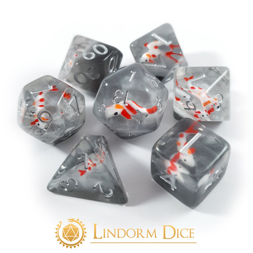 Koi fish dice - grey | LindormDice