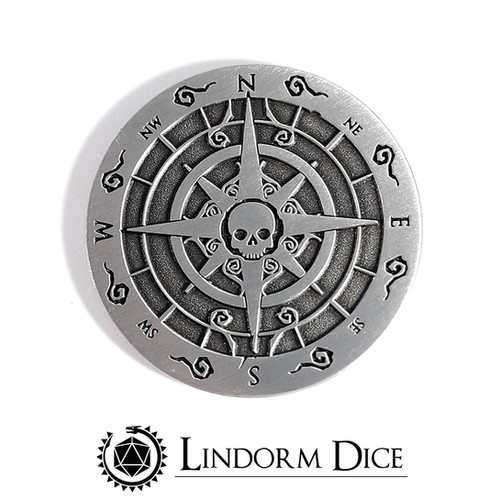 Compass coin antique silver plating | LindormDice