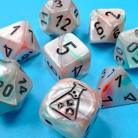 Chessex Lab Dice Lustrous® Polyhedral Sea Shell/black Luminary ...