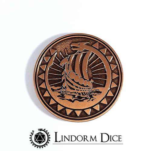 Viking ship coin - antique copper metal | LindormDice