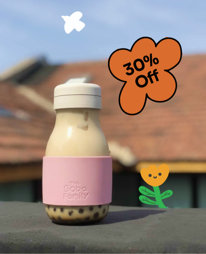 Reusable Boba Bottle | Built-in Bubble Tea Straw | The Boba Family