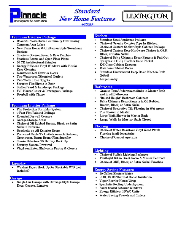 Standard Features | Lexington