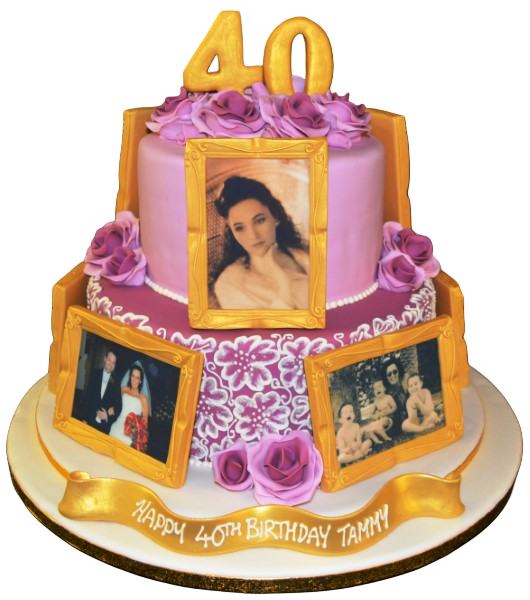Custom Bespoke Birthday Cake with Elegant Frames and Roses Design ...