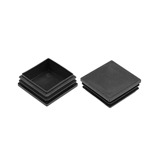 2x 50mm Square Plastic Post End Caps Inserts Tubing Black 50x50mm | DQC