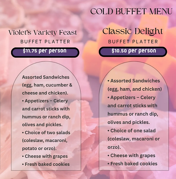 Sample Menu | Violet's Vault