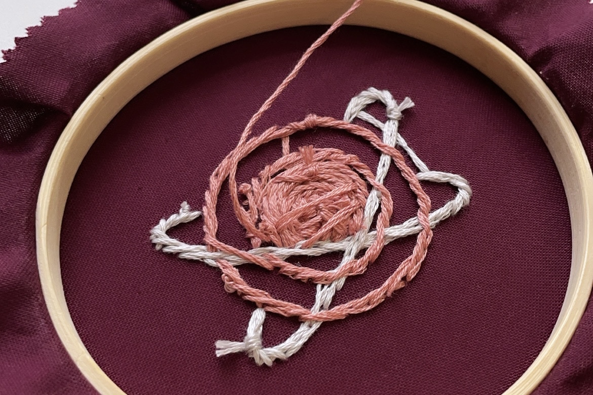 Creating the space hoop for the November 2021 Hopebroidery Box