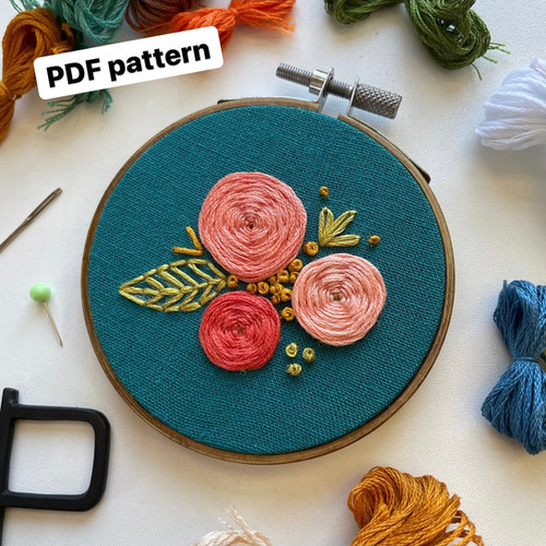 Three Pink Roses (embroidery pattern) | hopebroidery