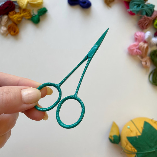 Long Green Embroidery Scissors | hopebroidery