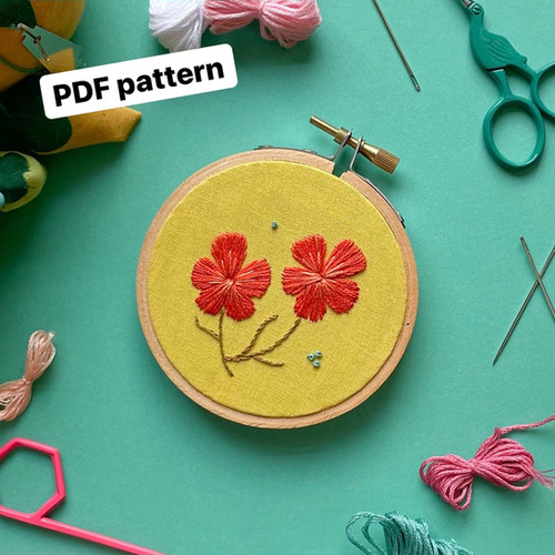 Orange geraniums (embroidery pattern) | hopebroidery