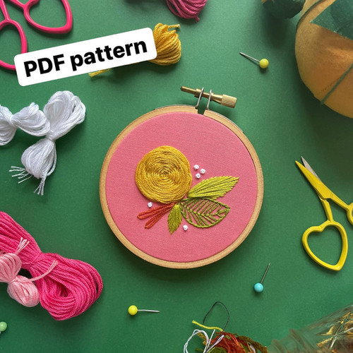 Yellow rose (embroidery pattern) | hopebroidery