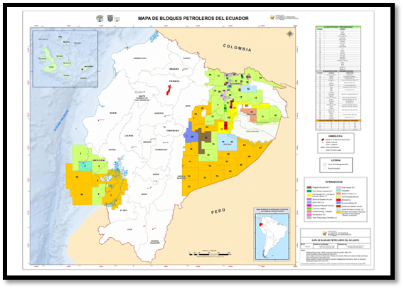 MAPA DE BLOQUES PETROLEROS DEL ECUADOR