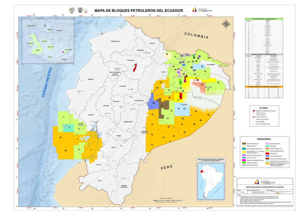 Mapa de bloques petroleros de Ecuador