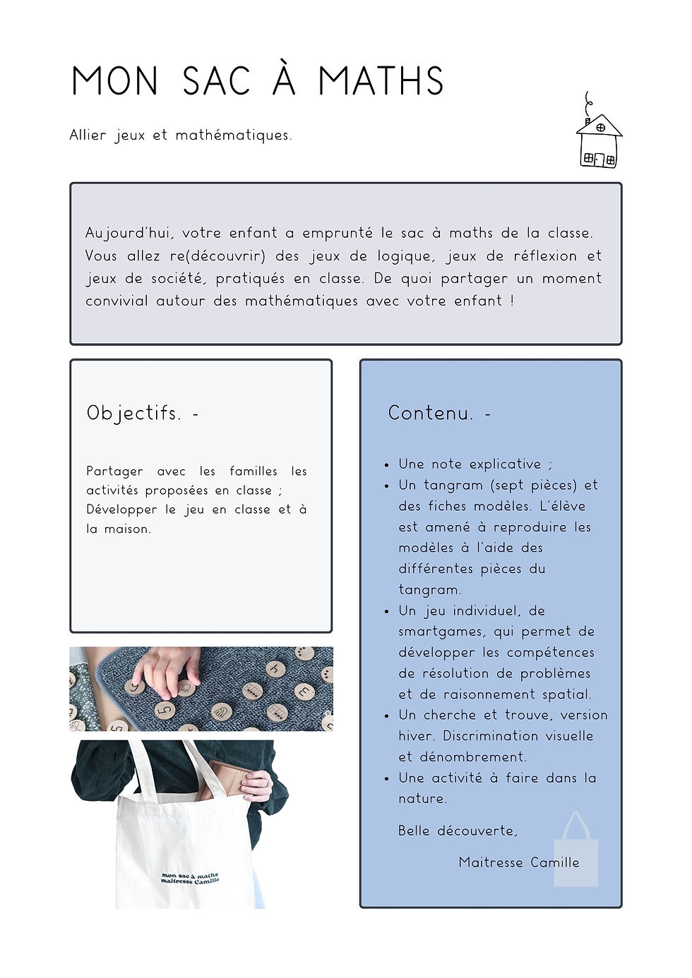 Mes sacs à maths sont prêts