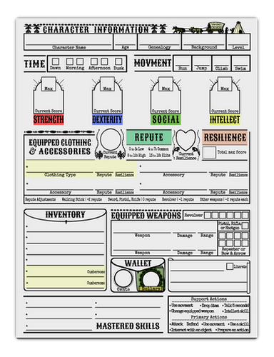 Printable Wild West 2e Character Sheet | Fortuna Parcarum