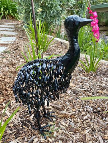 Black metal standing emu chick garden statue | the-magic-fairy-tree