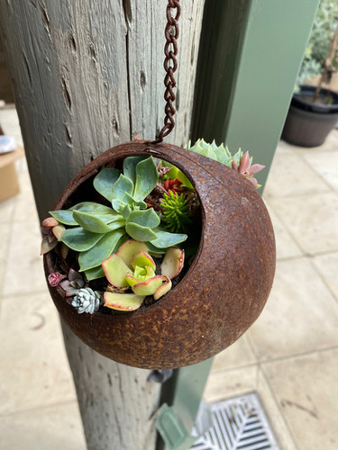 Rust Ball Hanging Planter | the-magic-fairy-tree