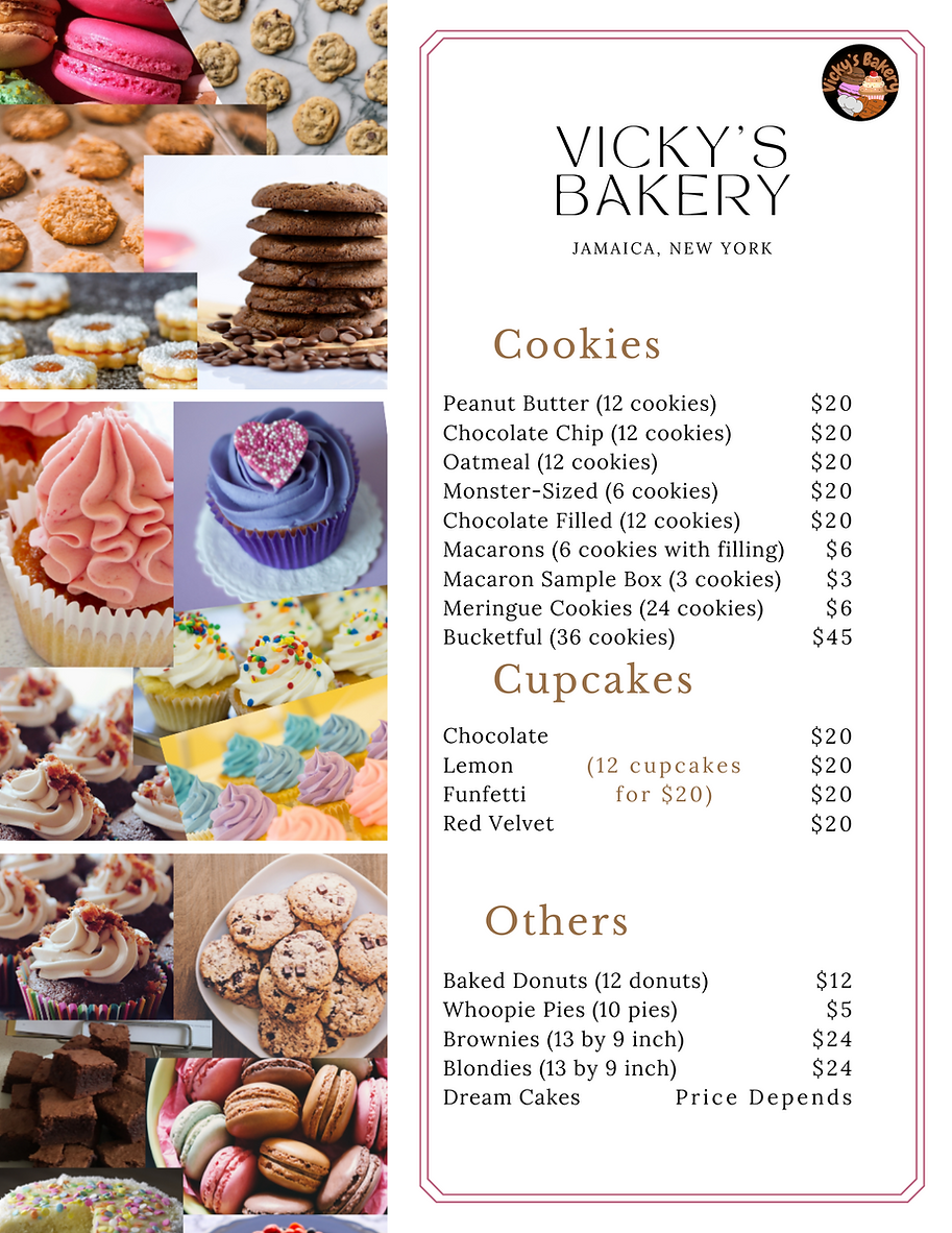 MENU | Vicky's Bakery