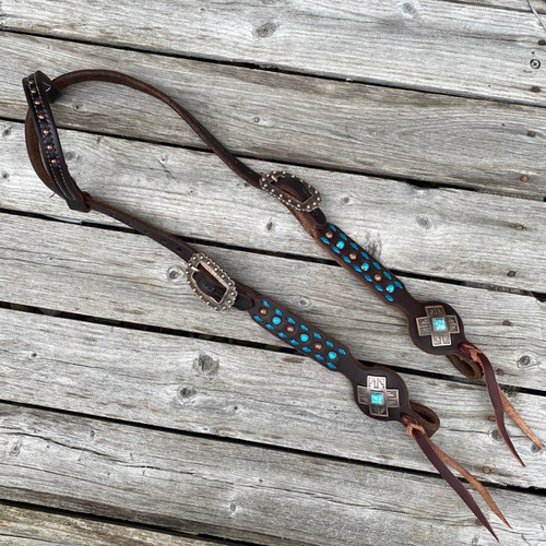 Copper & Turquoise Headstall | Kay Equine