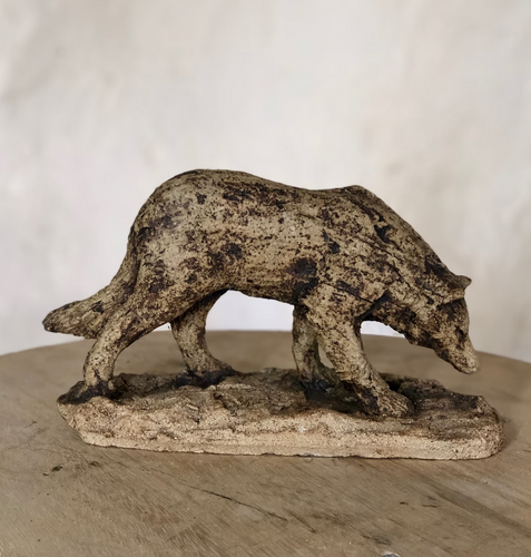 Wolf Walking Through Storm Ceramic Sculpture by Paul Szeiler | szeilerart