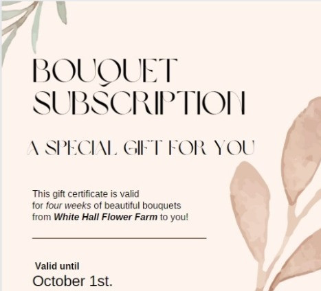 Gift Subscription - 4 Bouquets | Whitehall Flowers