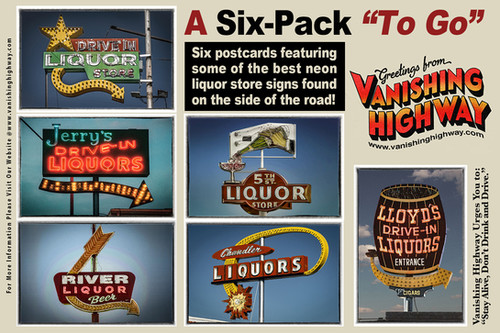 Set of Six Liquor Store Postcards (plus bonus card) | Vanishing Highway