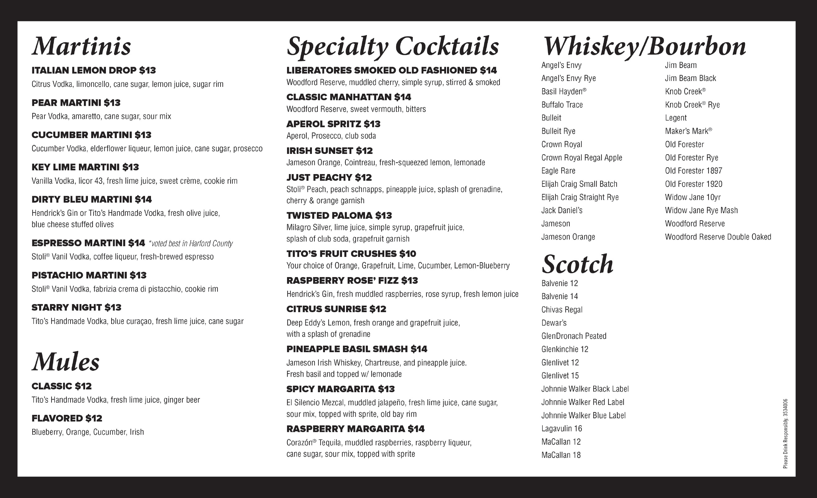 BEL AIR MENU | Liberatore's