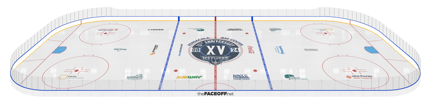 Pensacola Ice Flyers 2024 Center Ice and Rink Layout | TheFaceoff.net