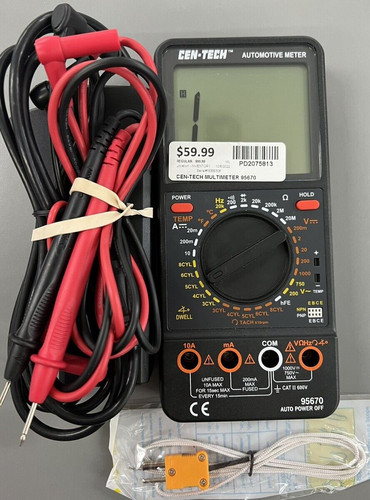 Cen-Tech LCD Automotive Multimeter w/ Tachometer and Dwell Meter ...