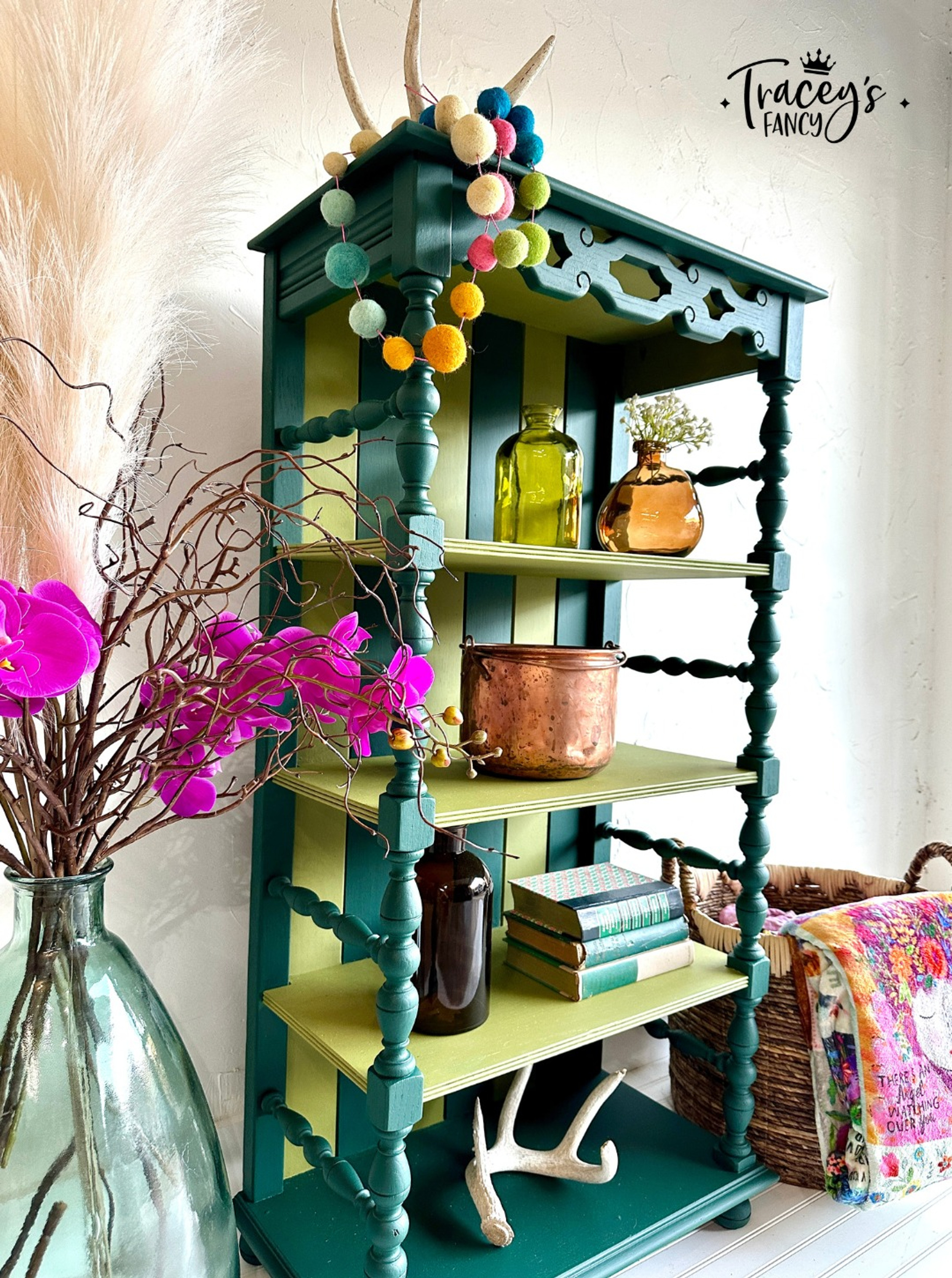 Whimsical Charm of a Painted Antique Heirloom Shelf