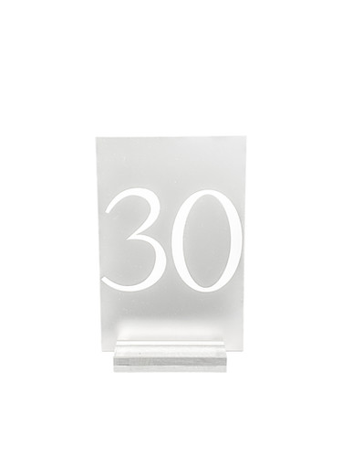 Table Number - Frosted Acrylic 4x6, White Font | AffordableEventsByN