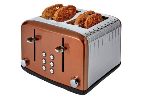 COOKWORKS Pyramid 4 Slice 6 Settings Wide Slot Toaster 2300W - Copper ...