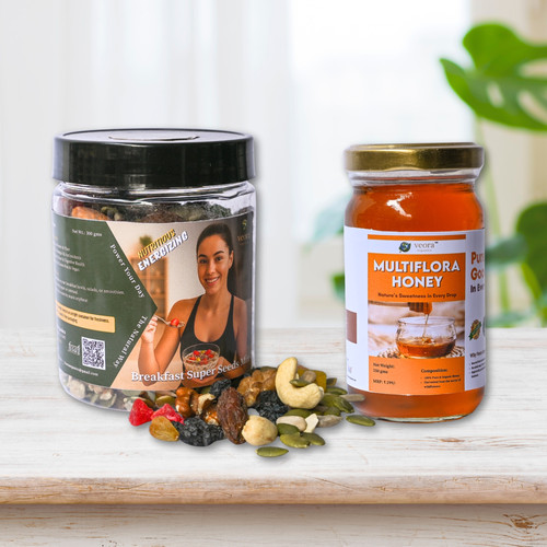 Super Breakfast Seeds & Natural Honey Combo – Pure & Organic (300 gm ...