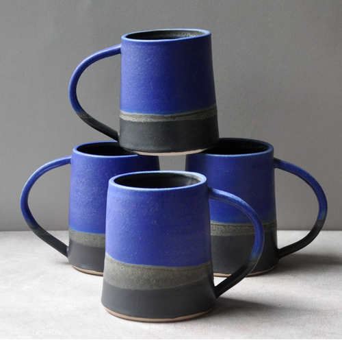 Large stoneware mugs finished in Britwell Blue and Stuart Carey’s Black ...