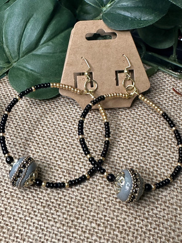 Grey/Black Boho Hoop Earrings | Seroloddesigns