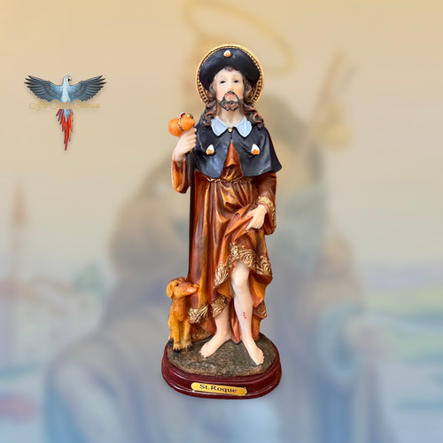 12” St. Roque Figurine: Symbol of Healing and Protection
